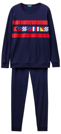 Benetton Herren Pig(Trikot+Hose) 3VD04P02D Pyjamaset, blau, XL