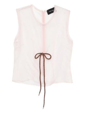 Simone Rocha sheer frayed contour top - Tons neutres