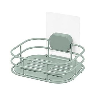 Compactor Seifenhalter ohne Bohren, selbstklebend und repositionierbar, Wand-Seifenschale aus pulverbeschichtetem Metall, Gr&uuml;n, Gr&ouml;&szlig;e S, 14 x 12,5 x 10 cm, Seri