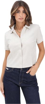 Calvin Klein Jeans Femme, Pulls, Beige, Taille: 40 FR Allover Monogram Logo Jacquard Polo Top