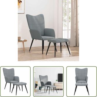 vidaXL vidaXL Stuhl - Relaxsessel mit Hocker Hellgrau Stoff