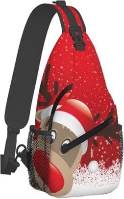 Generic Sacoche Homme Bandouliere No&euml;l R&eacute;glable Sling Sac &agrave; Bandouli&egrave;re Multifonction Crossbody Bag pour Voyage Cyclisme Randonn&eacute;e