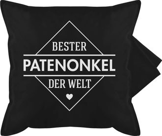 Shirtracer Kissenbezug - Kissen - Bester Patenonkel der Welt - 50 x 50 cm - Schwarz - Geschenk Geschenke für die Paten Pate grau Patenonkel+Geschenk Weihnachten