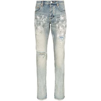 Purple Wei&szlig; lackierte Slim Fit Jeans - - Jeans - Herren - Blau - W33