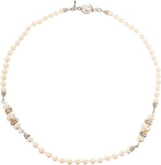 Alessandra Rich Femme, Accessoires, Beige, Taille: ONE Size Pearl Necklace