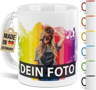 Tassendruck Tasse selbst individuell gestalten/Personalisierbar mit eigenem Foto Bedrucken/Fototasse/Motivtasse/Werbetasse/Firmentasse mit Logo/Weiss - Glanz