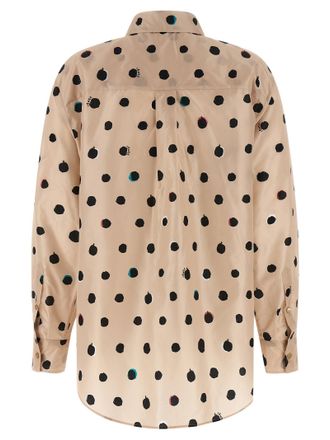 Fendi Dots-Print Taffeta Shirt - Beige