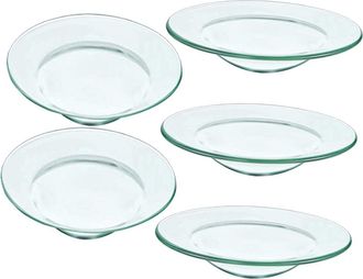 Garneck 5 St&uuml;ck Teiliges Aromatherapie Ersatzschale Wachsschmelzer Glas Untertasse mit Rutschfestem Boden Wiederverwendbar Leicht zu Reinigen Vielseitig f&uuml;r D