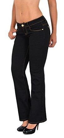ESRA Jean Femme Bootcut Jean Taille Basse Pantalon Femmes Boot Cut B300