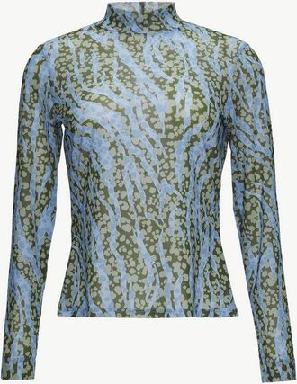 Comma Langarmshirt T-Shirt Mesh-Shirt mit Stehkragen