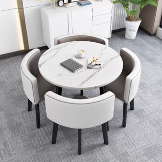 Generic Runder Esstisch (35,4 cm Durchmesser) f&uuml;r 4 Personen, moderner Mehrzweck-Konferenz- und K&uuml;chentisch mit 4 St&uuml;hlen, stilvolle M&ouml;belkombination f&uuml;r Empf