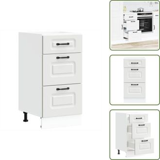 vidaXL K&uuml;chenunterschrank Kalmar Wei&szlig; Holzwerkstoff - K&uuml;chenunterschrank - K&uuml;chenunterschr&auml;nke - Sp&uuml;lenunterschrank - Unterschrank F&uuml;r K&uuml;che