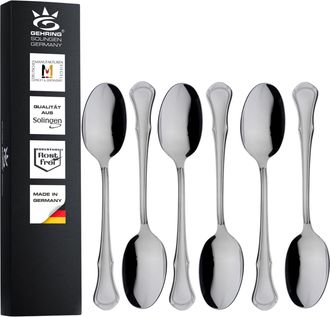 Gehring Gehring Solingen Chippendale Dessertl&ouml;ffel 6 St&uuml;ck I Edelstahl Besteck I L&ouml;ffel Set I sp&uuml;lmaschinengeeignet I Made in Germany