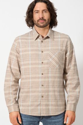 Hempage Hempage Herren vegan Freizeithemd Kariert Beige