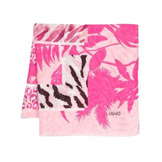 Liu Jo Femme, Accessoires, Rose, Taille: ONE Size Châle Écharpe Imprimé Floral Léopard