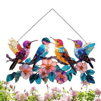 Generico Vogelschmuck - Vogelanhänger | 2D-Ornament Zweig | Kunstornament für Vögel | Branch Bird Acryl Ornament 2D Liebhaber Indoor Outdoor Anhänger für Regal