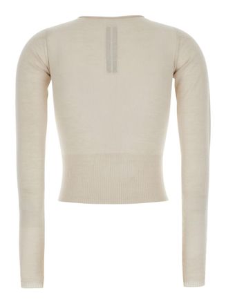 Rick Owens Womens Cropped Cashmere Sweater, Beige Tops Top