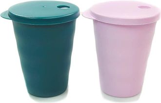 Tupperware Trinkhalmbecher Junge Welle 330 ml türkisgrün+rosa Trinkhalm Becher 38076