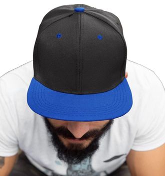 4sold ABC Rot Schwarz Cap Snapback Baseballkappe Druckknopfverschluss verstellbar mit flachem Schirm viele Farben (Black Blue)