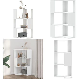 vidaXL Eck-B&uuml;cherregal 3 B&ouml;den Wei&szlig; 50x50x102 cm Holzwerkstoff - B&uuml;cherregal - Holzregal