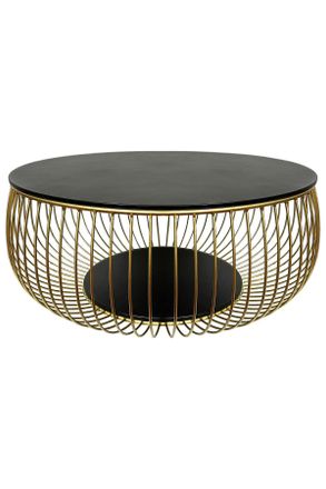 Novel Couchtisch, Schwarz, Gold, Metall, Glas, rund, rund, 86x35x86 cm, Wohnzimmer, Wohnzimmertische, Couchtische, Couchtische Glas