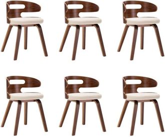 vidaXL Vidaxl - Esszimmerstühle 6 Stk. Creme Bugholz und Kunstleder