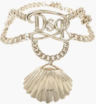 Dsquared2 Gold-Tone Metal Necklace with Shell-Shaped Pendant size One Size