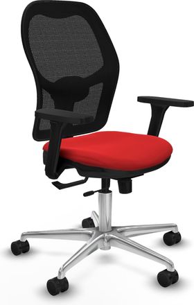 Piqueras y Crespo Drehstuhl mit 3D-Armen, h&ouml;henverstellbare Lendenwirbelst&uuml;tze, ausgestattet mit Syncro/Translack und Schaumstoff, Rollen 65 mm, Nylon, Schwarz/Rot