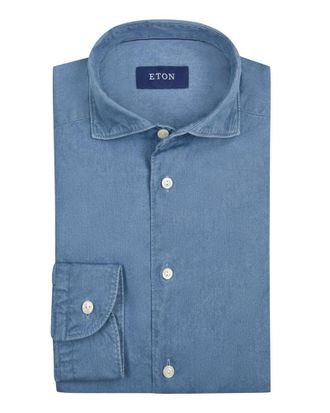 Eton Leichtes Jeanshemd mit Kn&ouml;pfen in Perlmutt-Optik, Slim Fit in