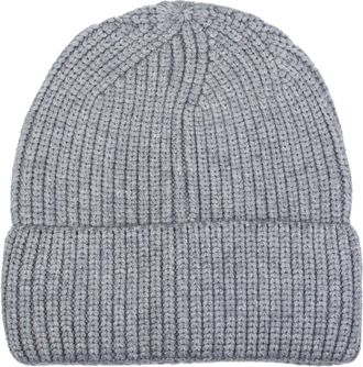 styleBREAKER Unisex Feinstrick Beanie Mütze mit Krempe, warme Winter Strickmütze Einfarbig, Rippen Strickmuster 04024154, Farbe:Hellgrau