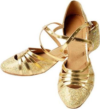 Generic Gen&eacute;rico Chaussures de danse latine &agrave; paillettes pour femme avec semelle souple Performance professionnelle moderne Vals Chaussures de danse professio