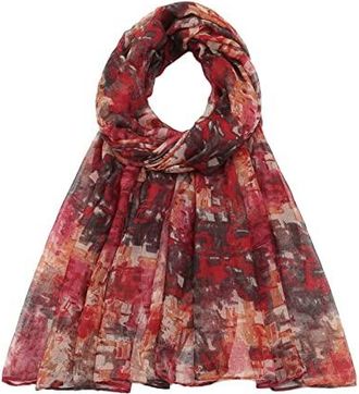 Generic &Eacute;charpe en mousseline de soie imprim&eacute;e chat Foulard carr&eacute; Foulard l&eacute;ger Bandana pour cheveux Foulard Grande &eacute;charpe Femme Noir, rouge, taille unique