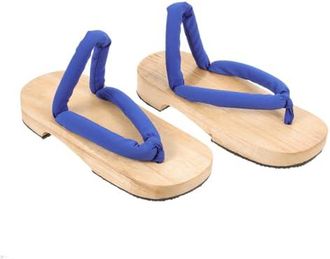 BESPORTBLE Pantoufles Japonaises Larges En Bois Naturel Semelle Eva Antidérapante Et Sangles Coton Confortables Pour Femmes Usage Intérieur Et Extérieur Taille 4