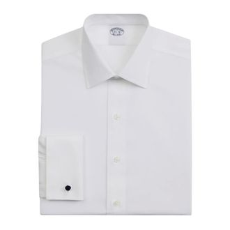 Brooks Brothers Homme, Chemises, Blanc, Taille: XL Chemise habill&eacute;e blanche en coton extensible infroissable coupe classique avec col Ainsley