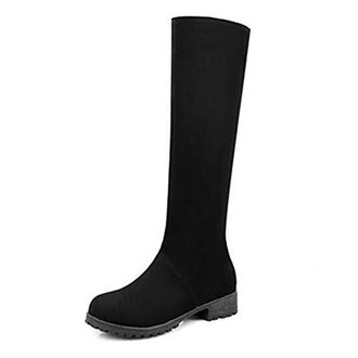 Smilice Bottes plates &agrave; tige longue pour femme, Noir, 46 EU
