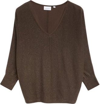 Comma 3/4 Arm-Pullover Strickpullover Feinstrickpullover mit Glitzergarn und Fledermaus&auml;rmeln