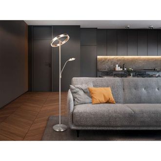 Trio Leuchten Led Stehlampe willis Silber mit Leselampe, dimmbar & 3 Lichtfarben, 180cm groß