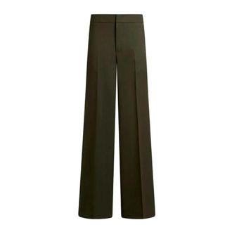 Etro Femme, Pantalons, Vert, Taille: 40 FR Pantalon Palazzo en m&eacute;lange de laine