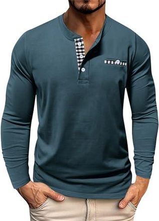 Generic Polo d&eacute;contract&eacute; vintage &agrave; imprim&eacute; bloc de couleurs pour homme, coupe classique, l&eacute;ger et respirant, tunique de travail, bleu marine, XXL