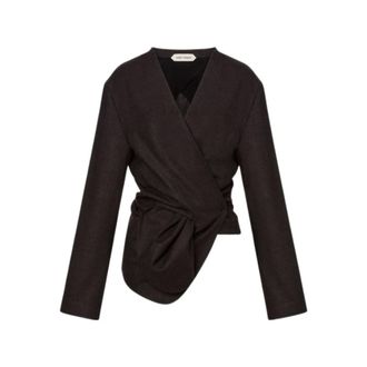 Alberta Ferretti Femme, Vestes, Gris, Taille: 36 FR Knotted Blazer