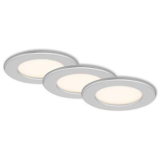 Briloner Leuchten - LED Einbauleuchten, 3er Set, Deckenlampen je 6 Watt, je 450 Lumen, 3.000 Kelvin, IP44, Chrom-Matt, 115x30mm (DxH)