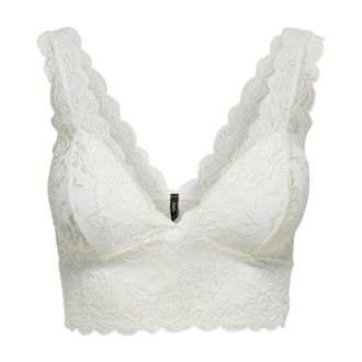 Only Wei&szlig;es &auml;rmelloses Spitzenoberteil mit V-Ausschnitt - - Tops - Damen - Wei&szlig; - M