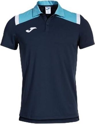 Joma Polo pour Homme - Toledo - Manches Courtes, Bleu Marine/Turquoise Fluo, XL