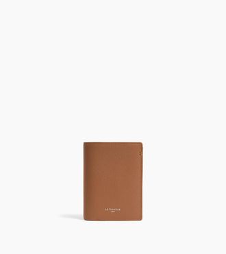 Le Tanneur Petit portefeuille vertical zipp&eacute; 2 volets Lucien en cuir grain&eacute;