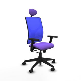 Piqueras y Crespo Sicherheitsstuhl mit 3D-Armen, h&ouml;henverstellbarer Lendenwirbelst&uuml;tze und festem Kopfteil, ausgestattet mit Syncro/Traslack und Schneideschaum, Blau/Li