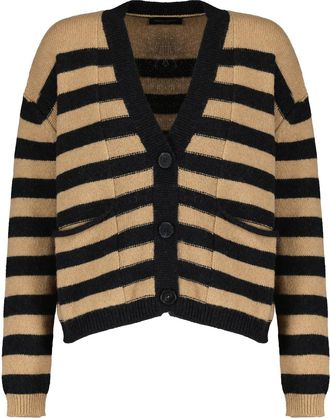 Roberto Collina Cardigan Rayures Noir Camel