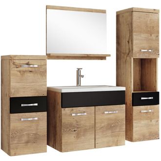 Badplaats Badezimmer Badm&ouml;bel-Set Alba 60cm Waschbecken Kastanien Eiche mi