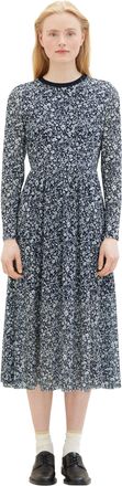 Tom Tailor Tom Tailor Denim Damen Mesh Kleid mit Muster, 16355 - Blue Flower Print, XXL
