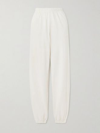 &Eacute;terne Vinny Embroidered Tapered Cotton-jersey Track Pants - Neutrals