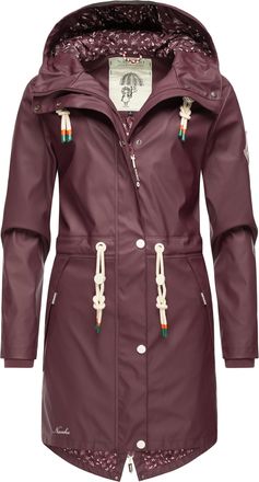 Navahoo Damen &Uuml;bergangsjacke Regenmantel wasserdicht lang mit Kapuze Tropical Stormoo Wine Gr. XS